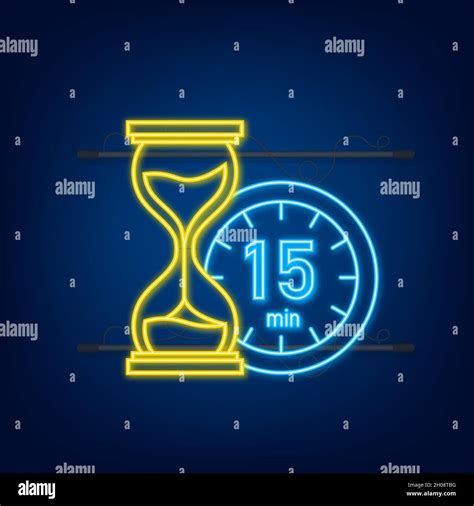 The 15 Minutes Stopwatch Vector Neon Icon Stopwatch Icon In Flat Style Timer On On Color