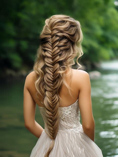 Premium Photo Beautiful Fishtail Braid Hair Style For Bride Wedding