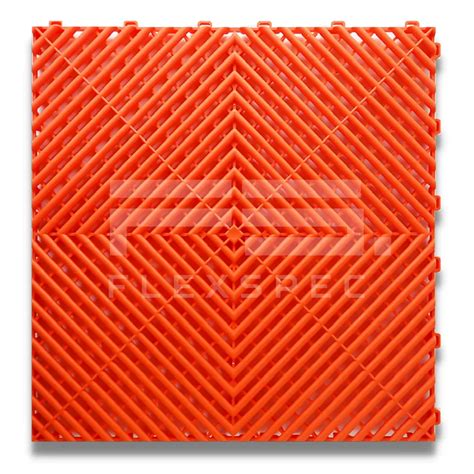GridFlex Rec Floor Tile 400x400x18mm Tropical Orange Recycled PP Flexspec Modular Garage