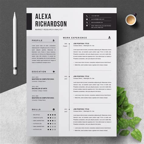 Two Pages Modern And Professional CV Resume Template With Etsy