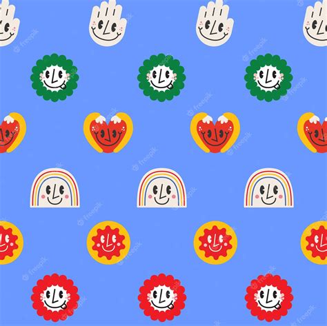 Premium Vector Hand Drawn Cute Trendy Cartoon Pattern