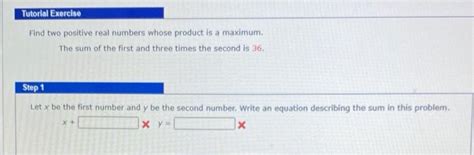 Solved Tutorial Exercise Find Two Positive Real Numbers