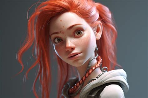 Premium Photo There Is A Woman With Red Hair And A Necklace On