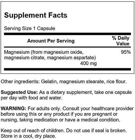 Swanson Triple Magnesium Complex 400mg 30 Capsules Magnesium Supplement