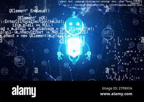 animation of ai chatbot icon and data processing global artificial