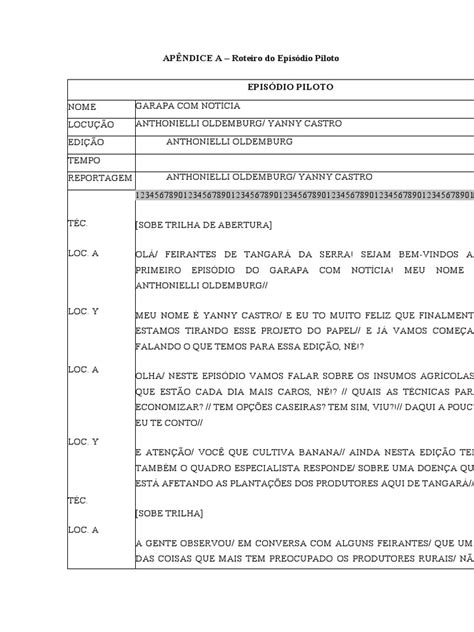Modelo Roteiro Script Pdf Desperdício