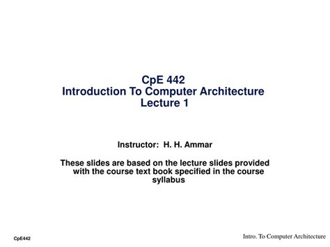 PPT CpE Introduction To Computer Architecture Lecture PowerPoint Presentation ID