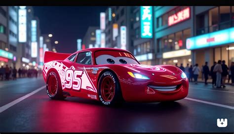 Neon Lightning Mcqueen At Night In Tokyo By Mcqueenjrmotors On Deviantart