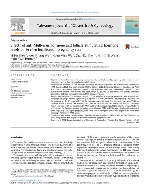 Pdf Effects Of Anti Müllerian Hormone And Follicle Stimulating