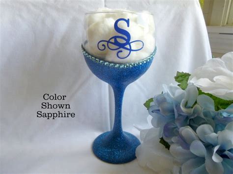 Sapphire Birthstone Glitter Wine Glass Personalized Sapphire Etsy