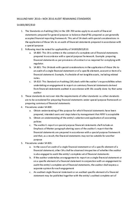 Pdf Audit Standards Sa 800805810