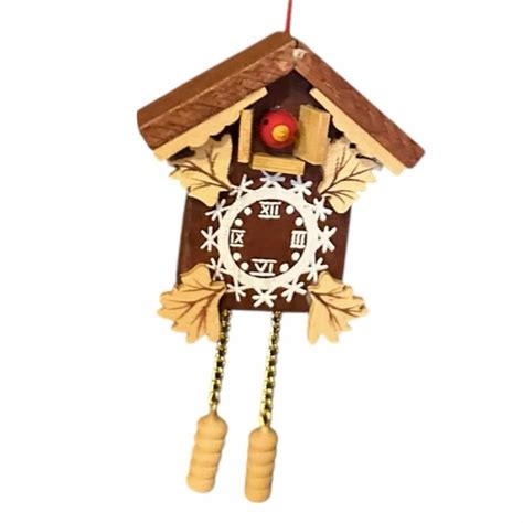 The Unbranded Brand Wall Decor Vtg Cuckoo Coo Clock Christmas Tree Ornament 4 Wood Red Bird