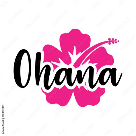 Banner Con Texto Manuscrito Con Palabra Hawaiana Ohana Con Silueta De