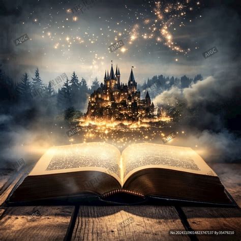 Ai创作图魔法书封面 奇幻书 魔法书 奇幻城堡夜景 魔法传奇 神奇故事书 奇幻书籍 魔法书籍 童话书中的家 书中世界 魔法世界 启示录之书 书山寻宝 书中自有黄金屋 魔法学校 昵图网