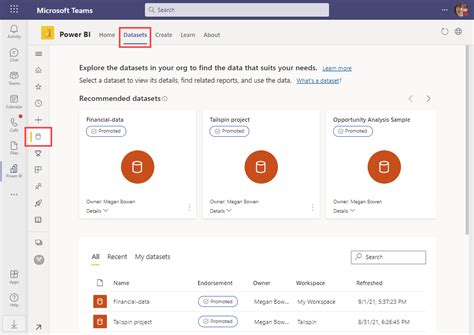 在 microsoft teams 中从数据创建报表 power bi microsoft learn