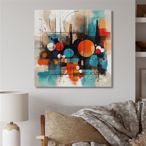 Ivy Bronx Orange Abstracted Geometric Explorations Iii On Metal Graphic