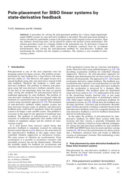 2004 iee control theory appl pdf control theory matrix mathematics