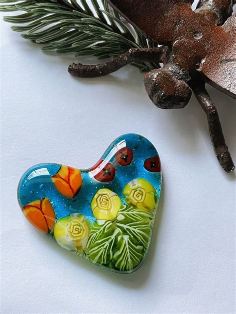 Pocket Heart Hug Choose Your Favorite One Of A Kind Fused Glass Heart
