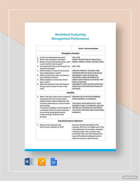 Editable Performance Templates In Word To Download