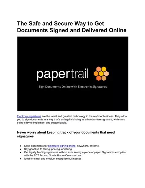 Ppt The Safe And Secure Way To Get Documents Signed And Delivered