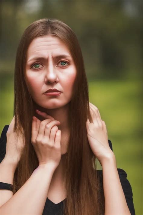 Photo Portrait Of Shy Russian Omon Woman Shyly Showing Stable