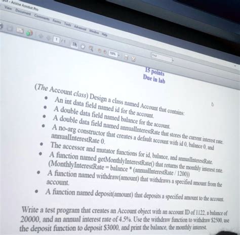 The Account Class Design A Class Named Account That Contains • An