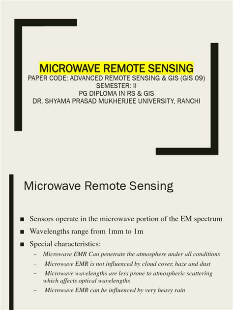 Concept Of Microwave Remote Sensing Pdf Radar Angular Resolution