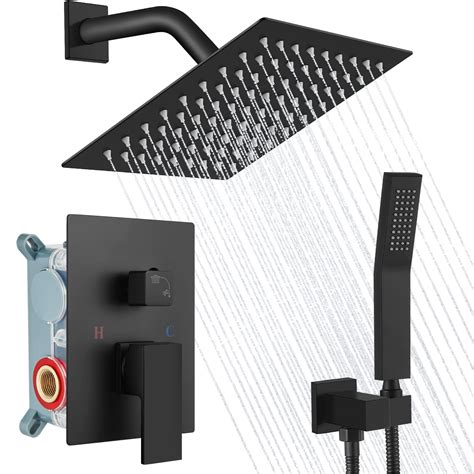Midanya Rain Shower System Matte Black Wall Mount Shower Faucet Set 8