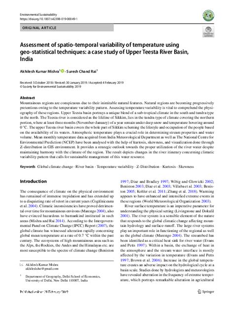 Pdf Assessment Of Spatio Temporal Variability Of Temperature Using
