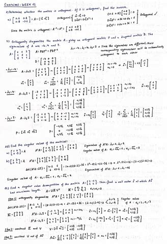 EX Week Symmetric Matrices Quadratic Forms And SVD Pdf