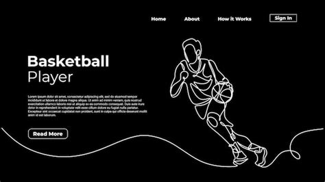 Une Ligne Dessinant Un Joueur De Basket Ball Dribblant Une Balle Au