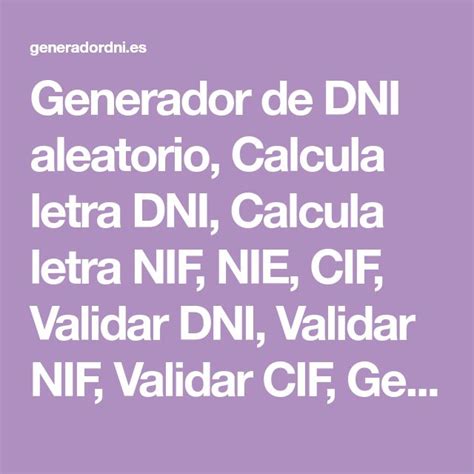 Generador De Dni Aleatorio Calcula Letra Dni Calcula Letra Nif Nie