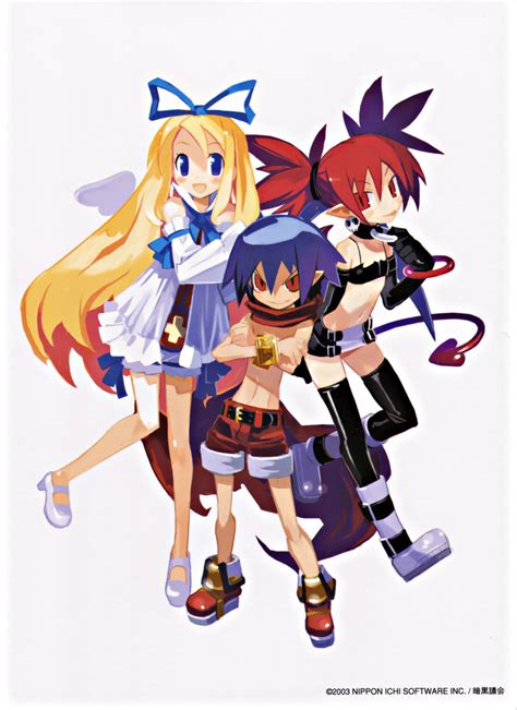 Safebooru Angel Blonde Hair Blue Hair Demon Disgaea Etna Everyone