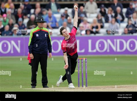 George Garton In Bowling Action For Sussex During Essex Eagles Vs