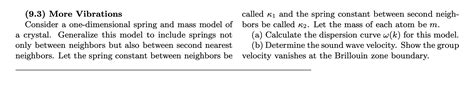 Solved 93 More Vibrations Consider A One Dimensional