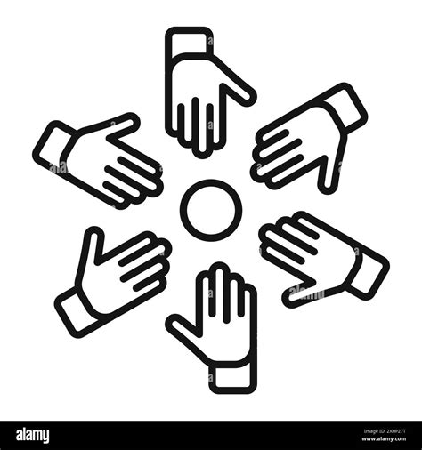 Unity And Teamwork Icon Black Line Art Vector In Black And White Outline Set Collection Sign