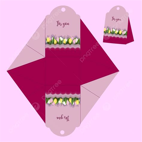 Magenta Floral T Box Template For Womens Day Vector Die Cut Black Blank Png And Vector