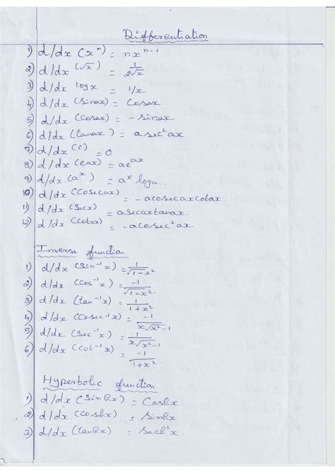 SOLUTION Differentiation And Integration Formulas Studypool