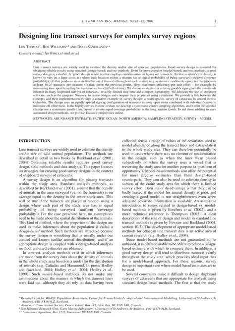 Pdf Designing Line Transect Surveys For Complex Survey Regions