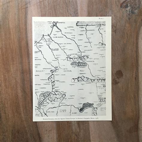 1965 Vintage Map Illustration Western Germany Quarta Tabula Europae
