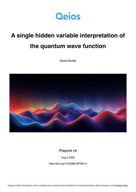 Pdf A Single Hidden Variable Interpretation Of The Quantum Wave Function