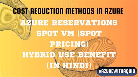 Azure Reservations Hybrid Benefit Spot VM Cost Reduction Methods