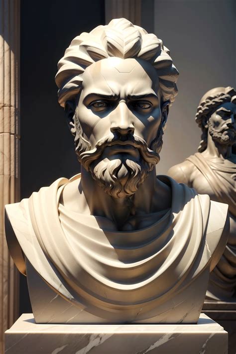 A Close Up Of A Statue Of A Man With A Beard Seaart Ai