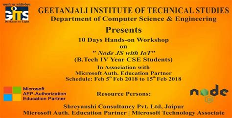 Workshops On Android Applications Development And Node Js With Iot Gits