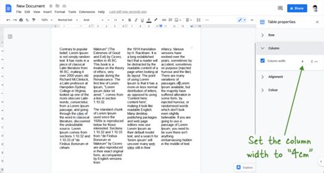 How To Make Four Columns In Google Docs Or More