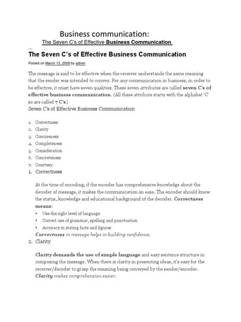 The Seven C Pdf Communication Human Communication