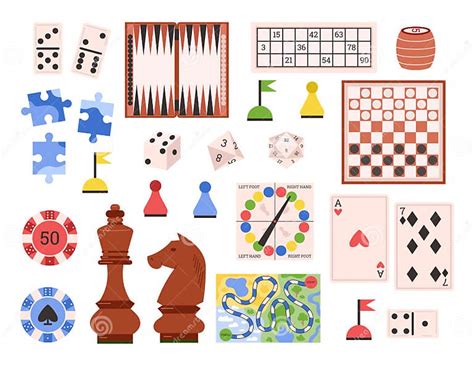 Set Of Different Board Game Elements Flat Style Vector Illustration