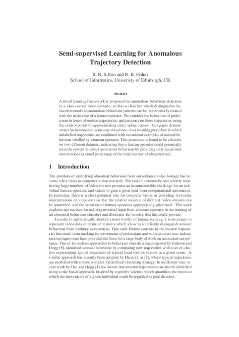 Pdf Semi Supervised Learning For Anomalous Trajectory Detection Bob