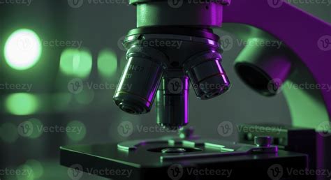 A Close Up Professional Photograph Of The Objective Lenses And Stage Of A Modern Scientific
