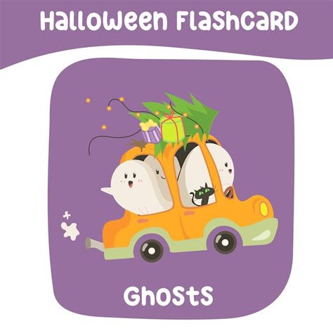 Premium Vector Halloween Flashcard Collection Cute Halloween